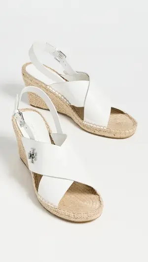 Tory Burch Turnlock Wedge Espadrilles - Bianco Laredo