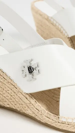 Tory Burch Turnlock Wedge Espadrilles - Bianco Laredo