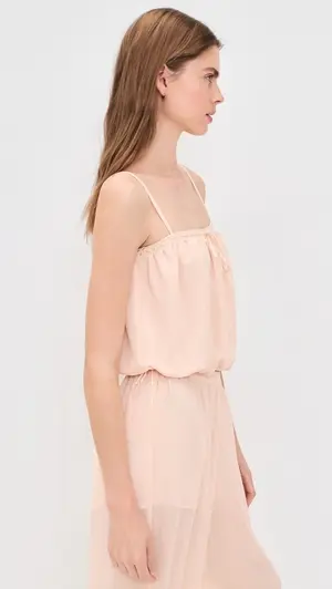 WAYF Jasmine Cami Top With Lace Trim And Bow Embellishments - Peach