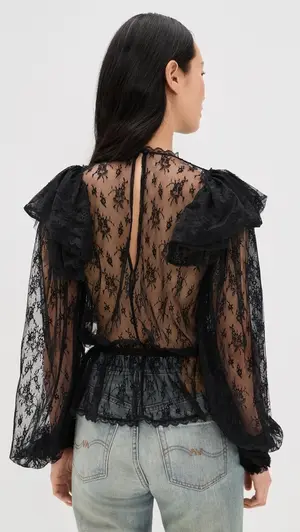 Ronny Kobo Talia Lace Blouse - Black