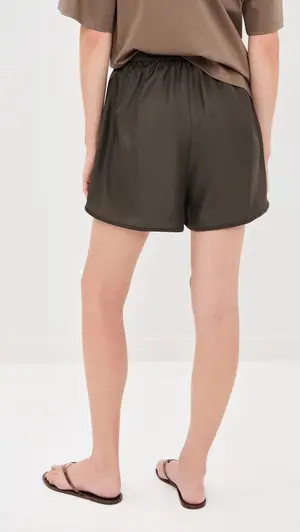 RÓHE Taped Silk Shorts - Earth