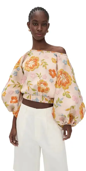 Arianne Elmy Floral Embroidered Jacquard Top