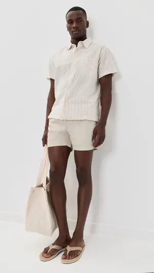 Onia Crinkled Swim Trunks - Stone
