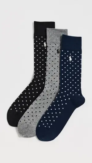 Polo Ralph Lauren Polka-dot Crew Socks 3 Pack - Navy Multi