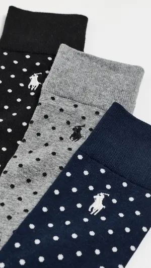 Polo Ralph Lauren Polka-dot Crew Socks 3 Pack - Navy Multi