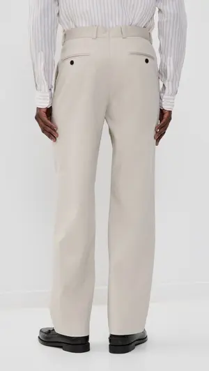 Theory Relaxed Pleat Cotton Pants - Silver Cloud