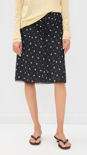 LEE MATHEWS Roxie Silk Printed Midi Skirt