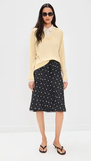 LEE MATHEWS Roxie Silk Printed Midi Skirt