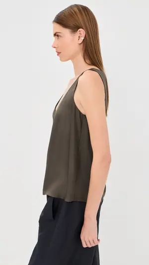 RÓHE Silk Scoop Neck Top - Earth