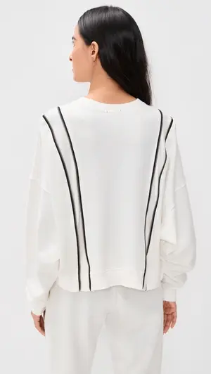 R13 Crew Neck Pullover With Zipper Detail - White