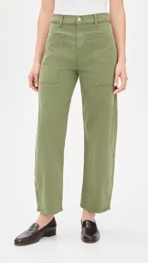 Frank & Eileen Twill Barrel Trousers - Olive