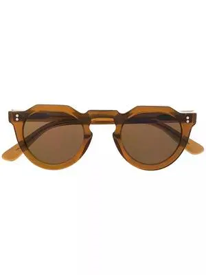 LESCA Pica Round Frame Sunglasses - Brown