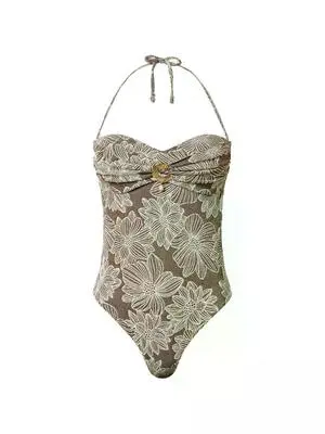 TWINSET Floral-print One-piece Swimsuit - Brown