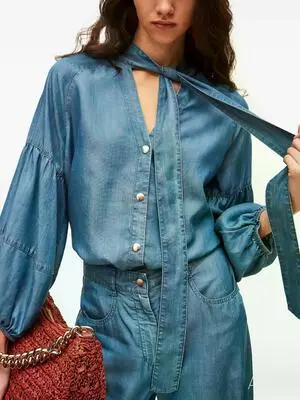 TWINSET Balloon-sleeved Denim Shirt - Blue