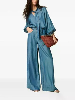 TWINSET Balloon-sleeved Denim Shirt - Blue