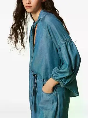 TWINSET Balloon-sleeved Denim Shirt - Blue