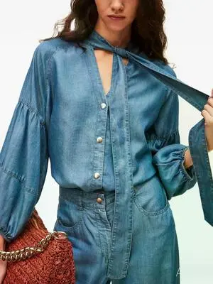 TWINSET Balloon-sleeved Denim Shirt - Blue