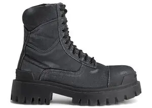 Balenciaga Combat Strike Boot Wornout Canvas - Black