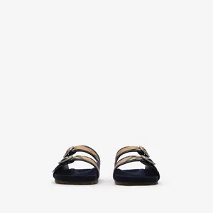 Burberry Check Denim Urchin Sandals - Navy