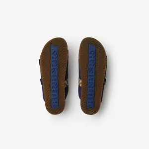 Burberry Check Denim Urchin Sandals - Navy