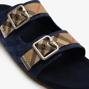 Burberry Check Denim Urchin Sandals - Navy
