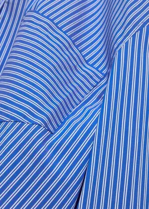 Good American Striped Cotton-blend Shirt - Blue