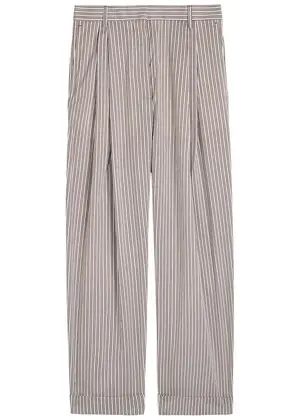 Dries Van Noten Partan Striped Cotton-blend Trousers - Brown