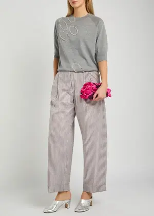 Dries Van Noten Partan Striped Cotton-blend Trousers - Brown