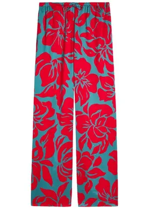 Dries Van Noten Patterned Satin Trousers - Green