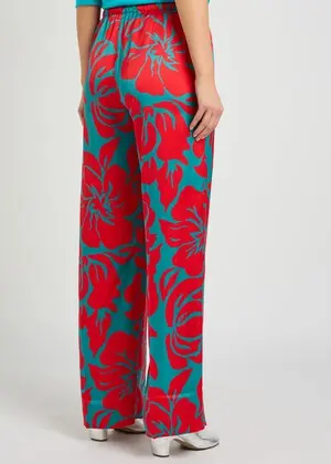 Dries Van Noten Patterned Satin Trousers - Green