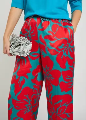 Dries Van Noten Patterned Satin Trousers - Green