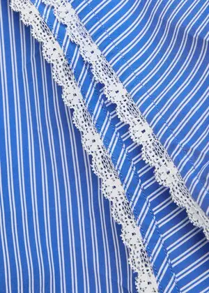 Good American Striped Lace-trimmed Cotton-blend Shorts
