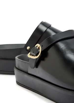ANCIENT GREEK SANDALS Arachova Leather Flatform Sliders - Beige