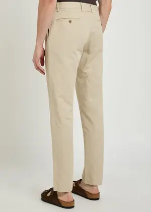 Sunspel Cotton And Linen-blend Tapered-leg Trousers