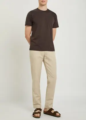 Sunspel Cotton And Linen-blend Tapered-leg Trousers