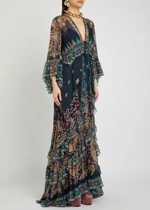 Etro Printed Silk-chiffon Maxi Dress