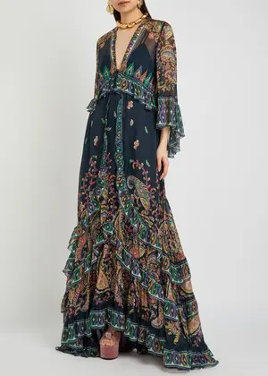 Etro Printed Silk-chiffon Maxi Dress