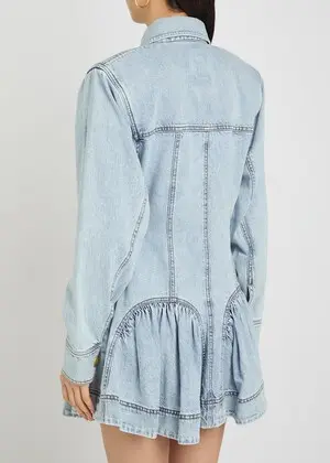 Aje Noa Gathered Denim Mini Dress