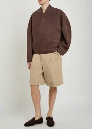 Jacquemus Herringbone Linen-blend Shorts - Beige