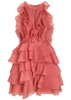 Aje Cleo Ruffled Chiffon Mini Dress - Pink