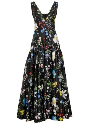 Alice + Olivia Lila Floral Print Tiered Gown - Multicoloured