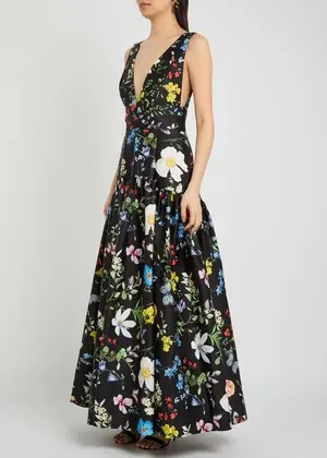 Alice + Olivia Lila Floral Print Tiered Gown - Multicoloured