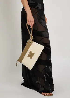 Max Mara Frisia Logo-appliquéd Canvas Clutch