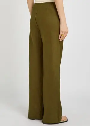 REFORMATION Gale Straight-leg Linen Trousers - Khaki
