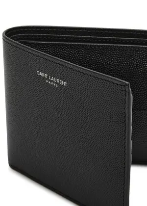 Saint Laurent East/west Pebbled Leather Wallet - Black