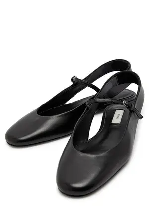 TOTEME Nappa Leather Mary Jane Flats - Black