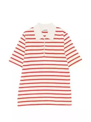 JIL SANDER Striped Zip-up Polo Shirt