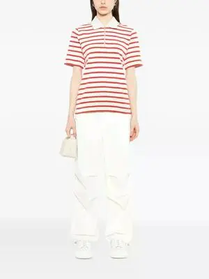 JIL SANDER Striped Zip-up Polo Shirt