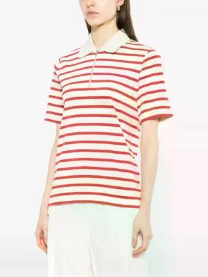 JIL SANDER Striped Zip-up Polo Shirt