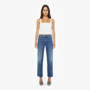 MOTHER The Mid Rise Rambler Zip Ankle Jeans - Blue